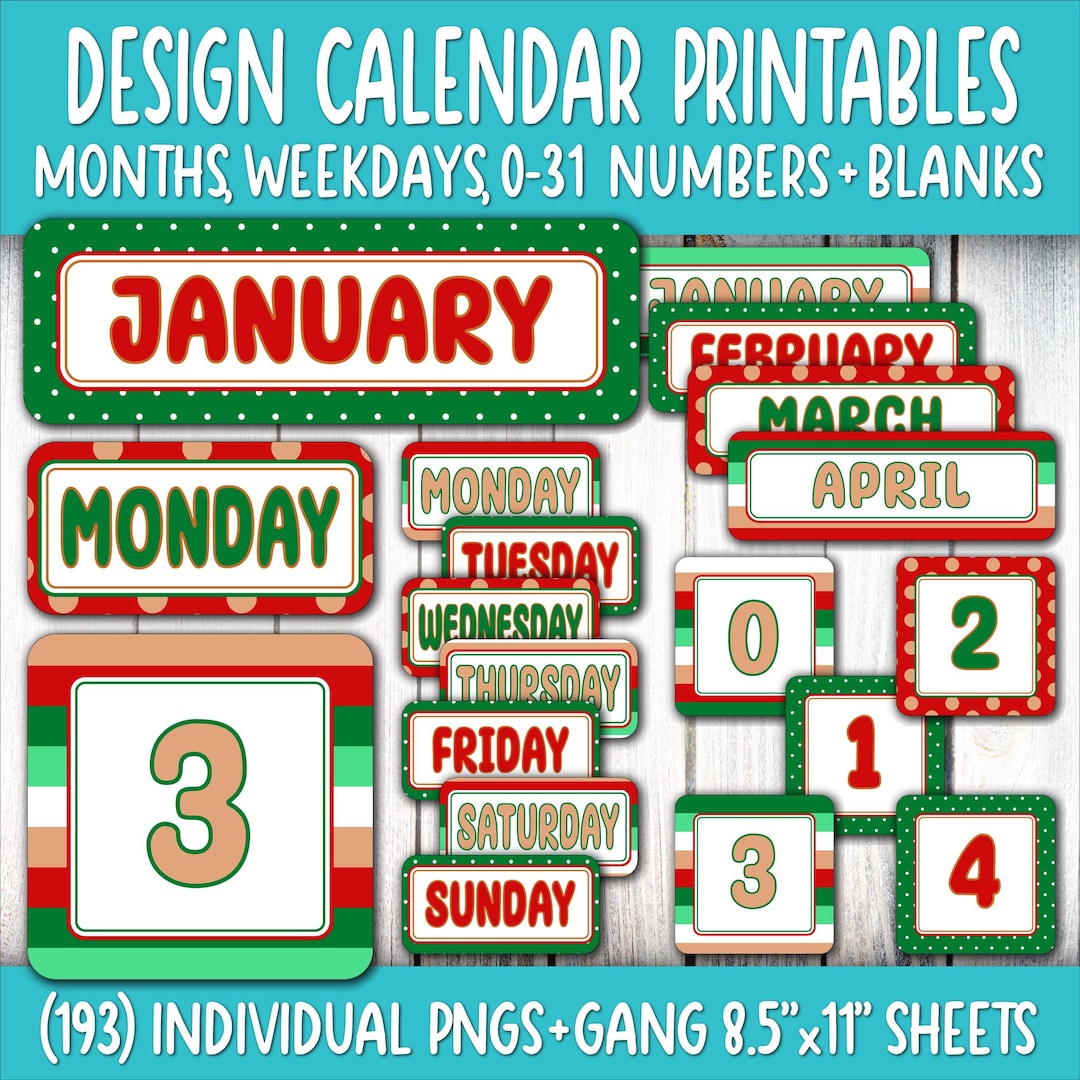 Wall Calendar - Standard - for Teachers | Polka Dots, Mini Dots, Large ...