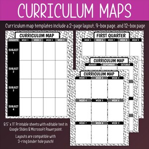 Lesson Plan Sheets & Curriculum Maps editable Black and White, Ink ...
