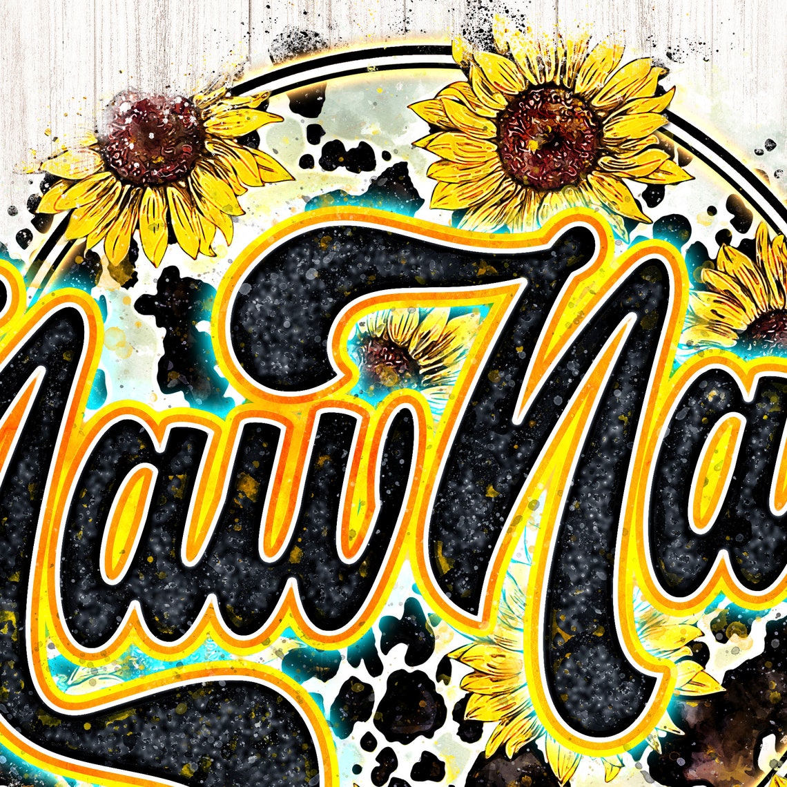 Nawnaw PNG Sunflower Cow Print Patch Sublimation, Round Shirt Design ...