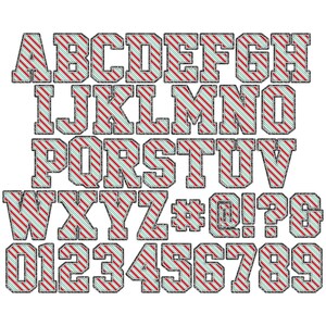 Christmas Alpha Pack, 6 PNG Letter Sets in Christmas Patterns, Red and ...