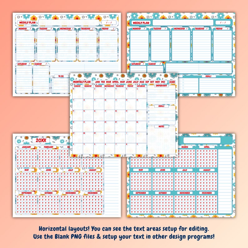 Calendar Pack - Editable Daily | Weekly | Monthly | Yearly | Sunny ...