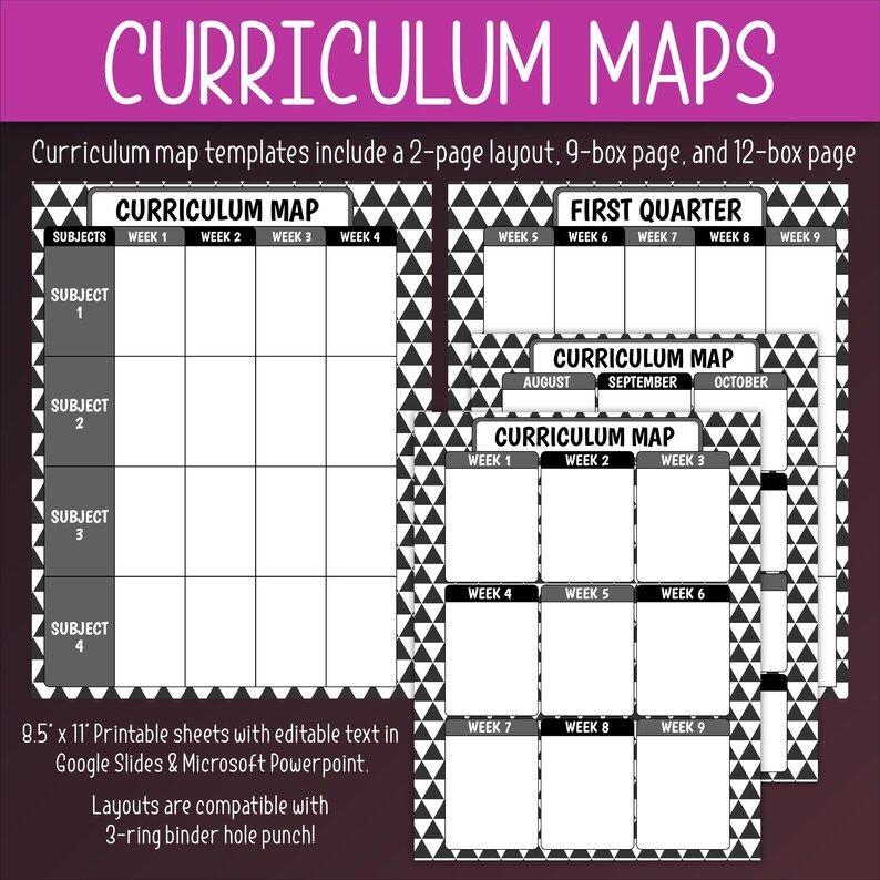 Lesson Plan Sheets & Curriculum Maps (editable) | Black, White, Ink ...