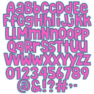 Spring Faux Embroidery PNG Alphabet Bundle, Pink Teal Alphabets With ...