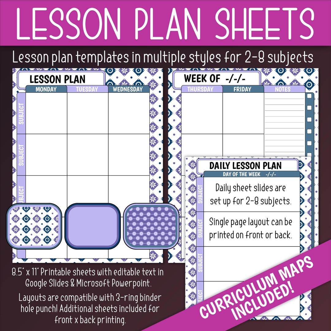 Lesson Plan Sheets & Curriculum Maps (editable) | Floral, Diamonds ...