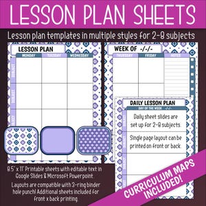 Lesson Plan Sheets & Curriculum Maps (editable) | Floral, Diamonds ...