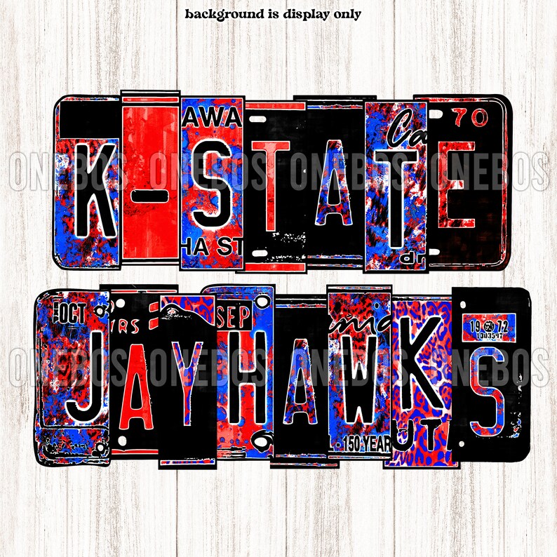 Watercolor License Plate Jayhawks PNG Red Black Blue - Etsy