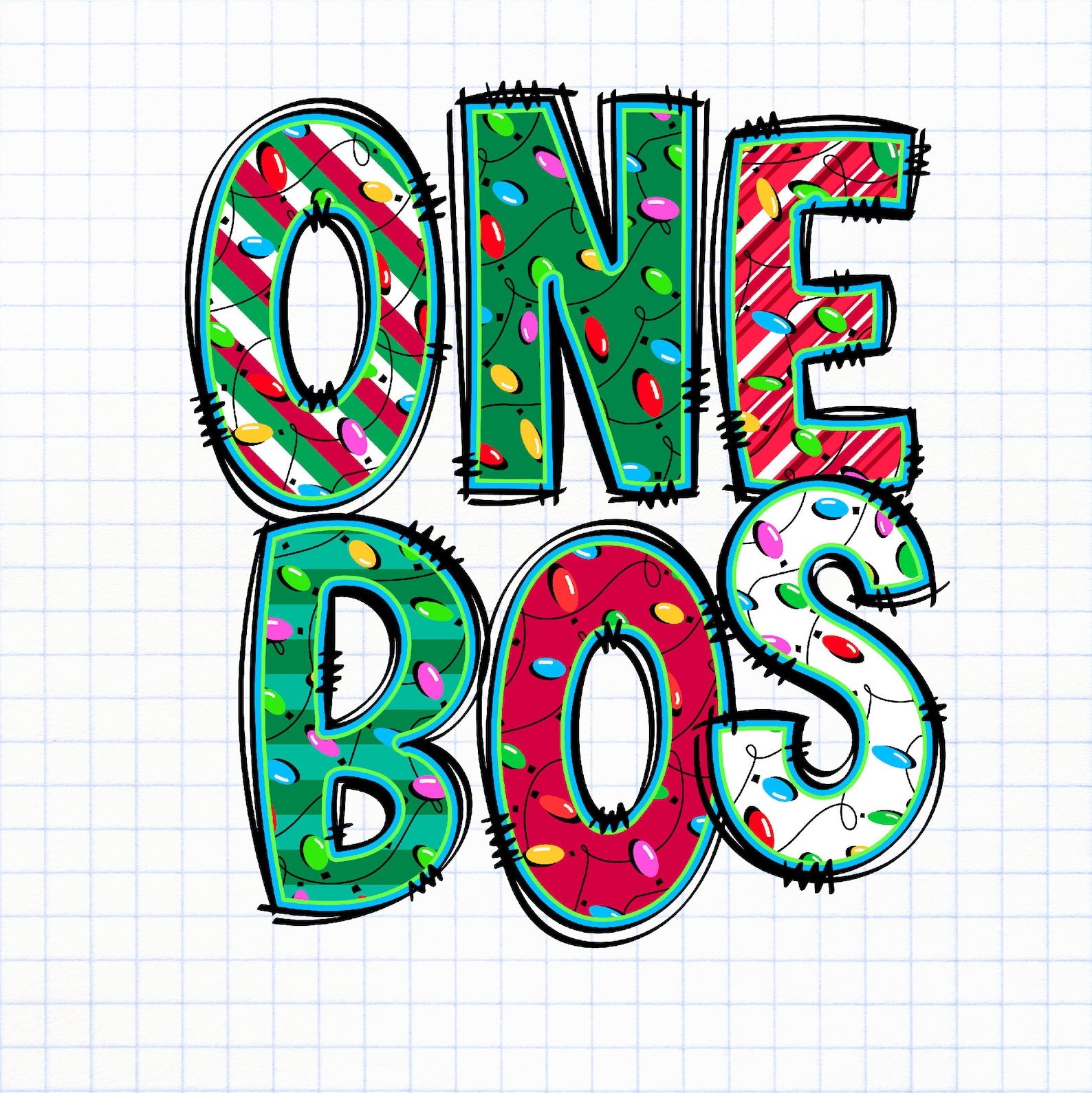 Christmas Lights Doodle Alphabet PNG Clipart Bundle of 6 - Etsy