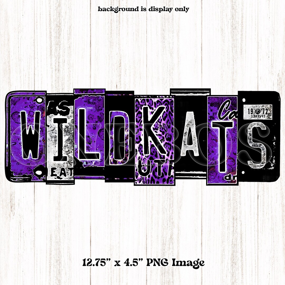 Watercolor License Plate Wildkats PNG, Purple, Leopard, White, Black ...