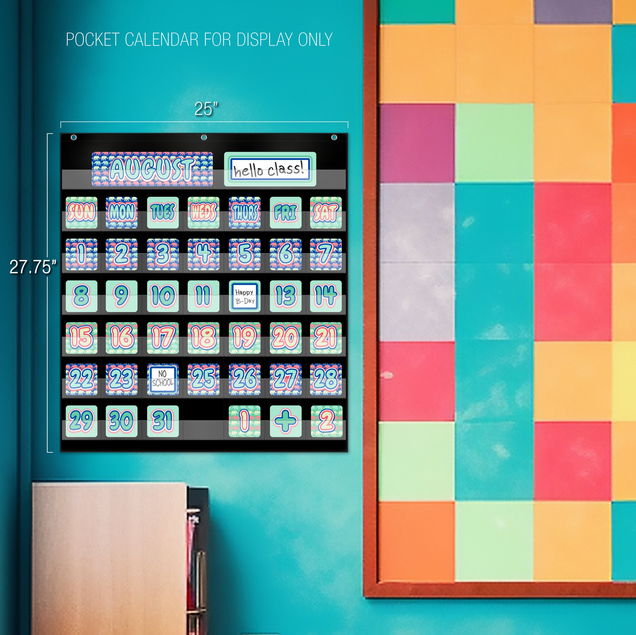 Wall Calendar - Pocket Chart for Teachers | Elephants, Zoo, Adventure ...