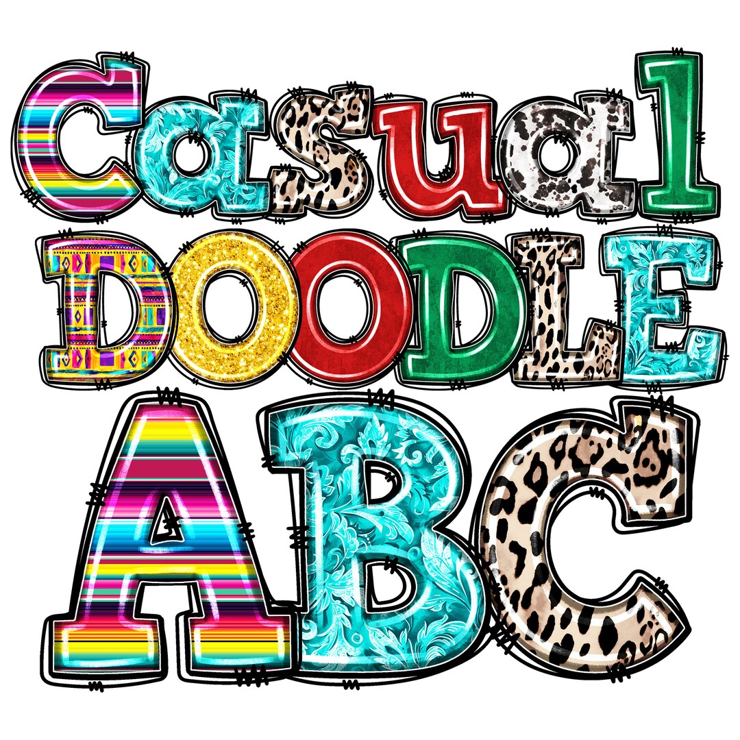 8 Mexicana Doodle Alphabets PNG, Digital Download, Casual Hand Drawn ...