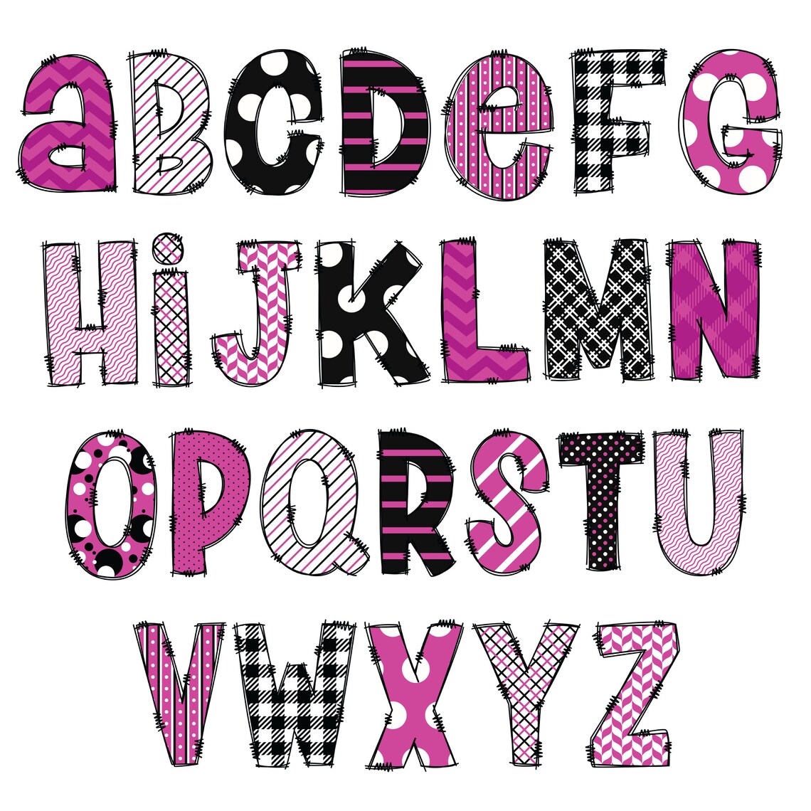 Digital Download Doodle Pink Black White Pattern Fill PNG - Etsy