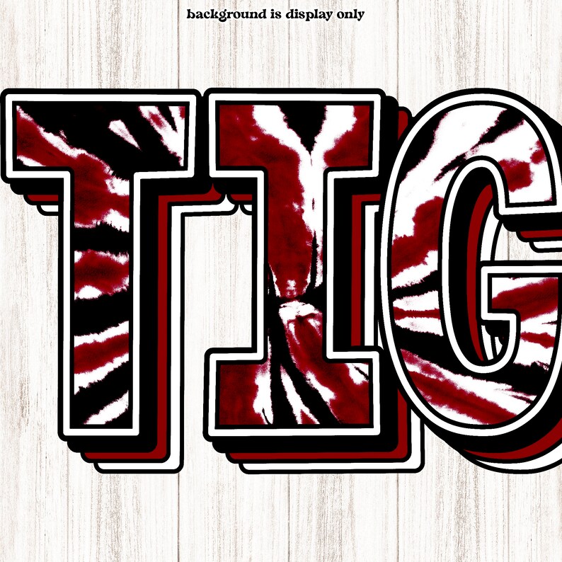 Tigers Mascot Digital Download PNG Tie-dye Maroon Black & - Etsy