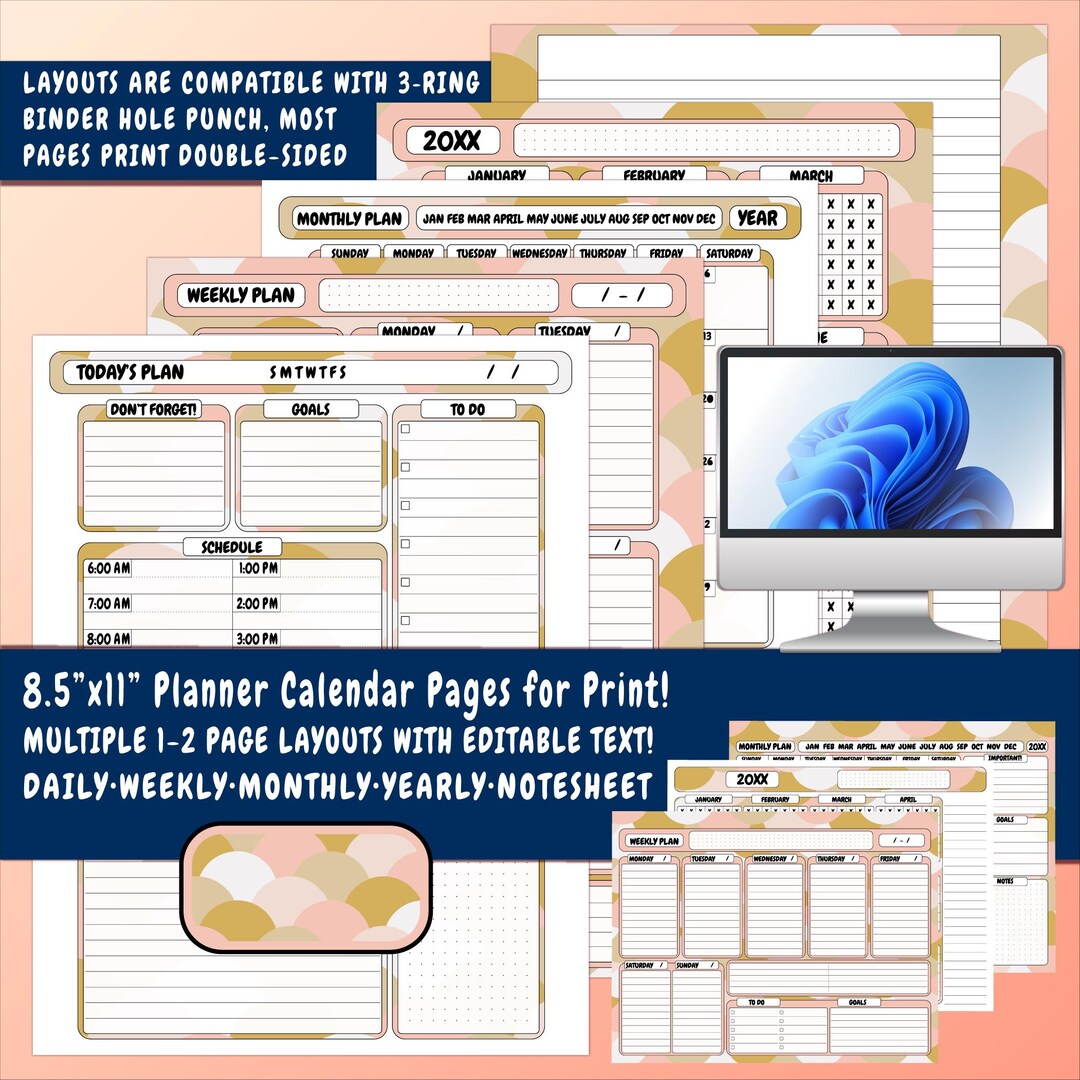 Calendar Pack - Editable Daily | Weekly | Monthly | Yearly | Mermaid ...