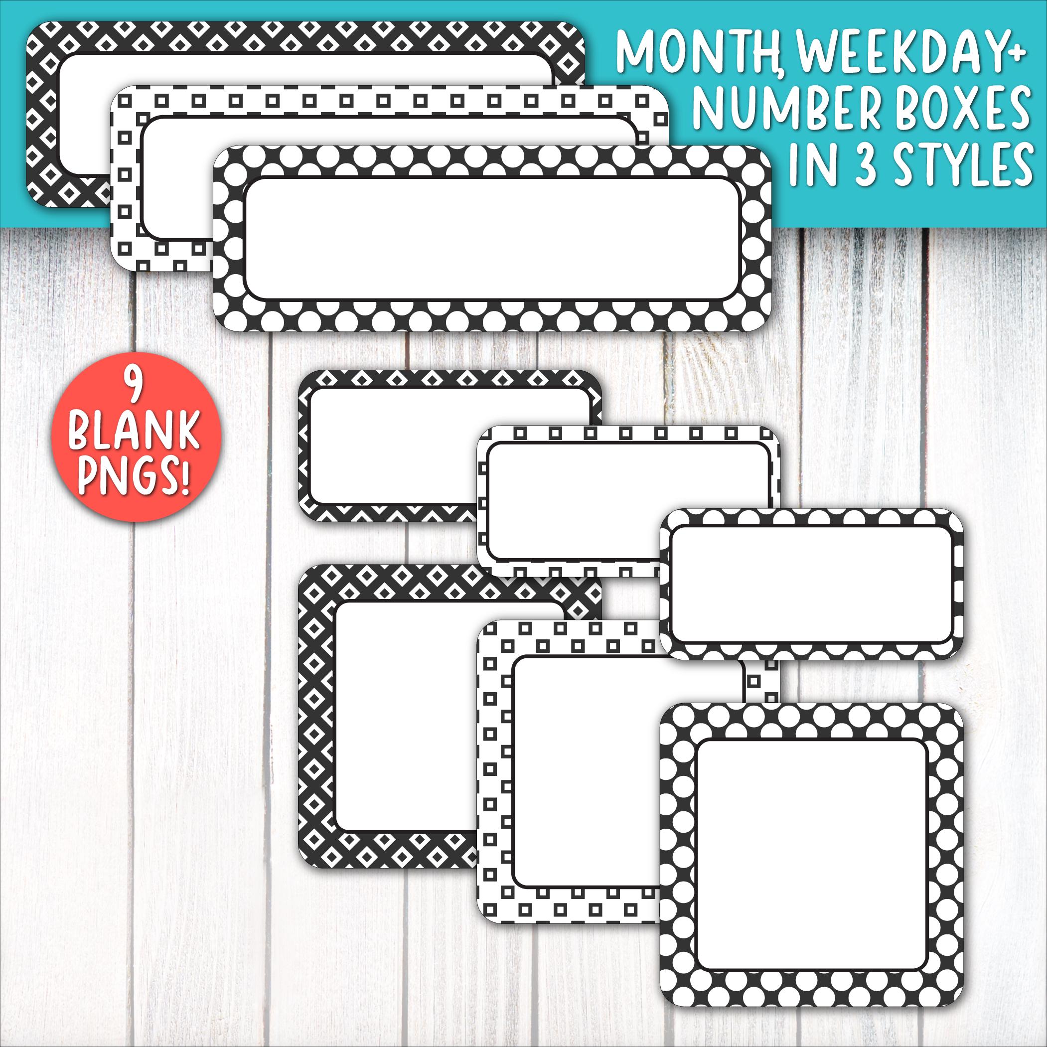 Wall Calendar - Standard - for Teachers | Black and White, Ink Saver ...