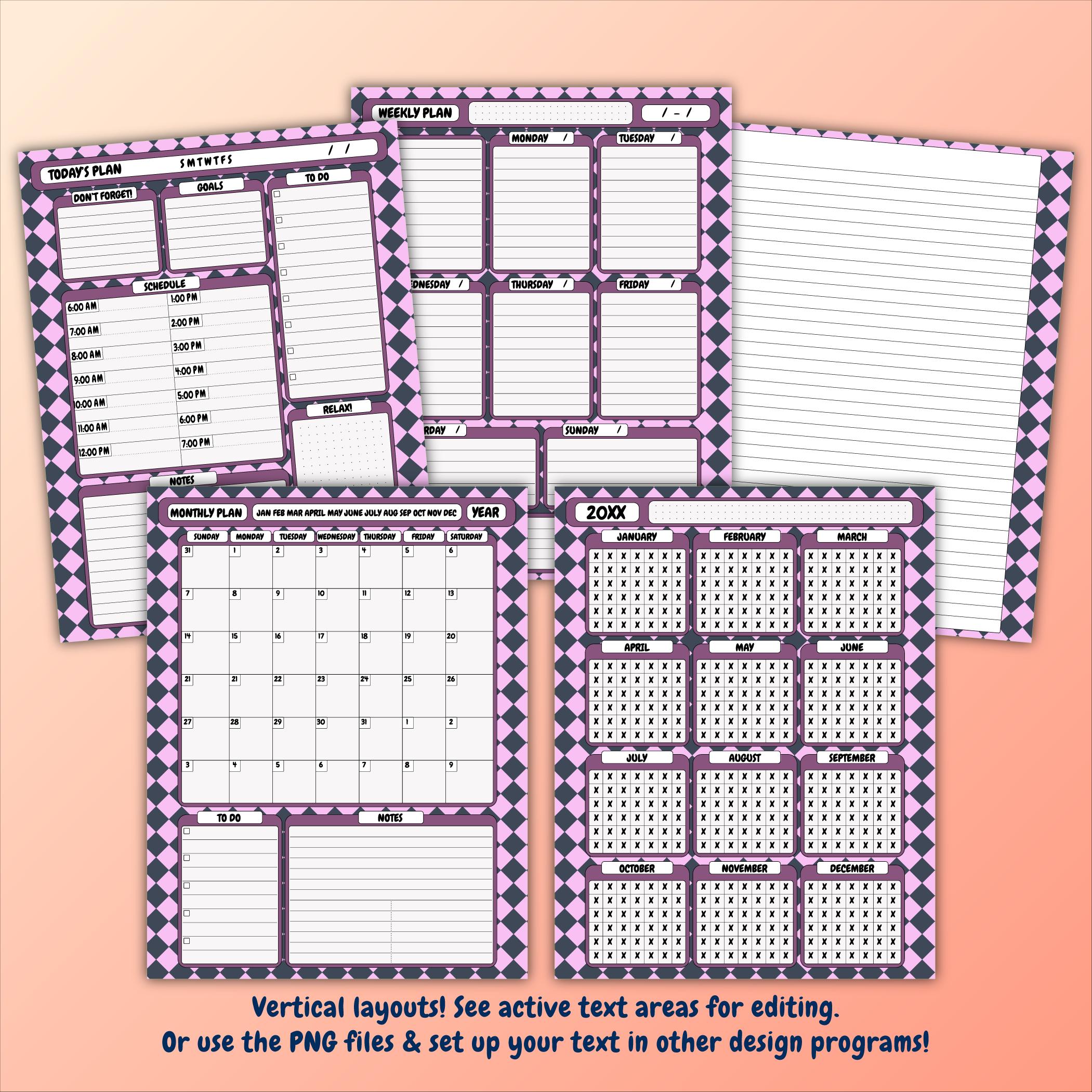 Calendar Pack - Editable Daily | Weekly | Monthly | Yearly | Pink and ...