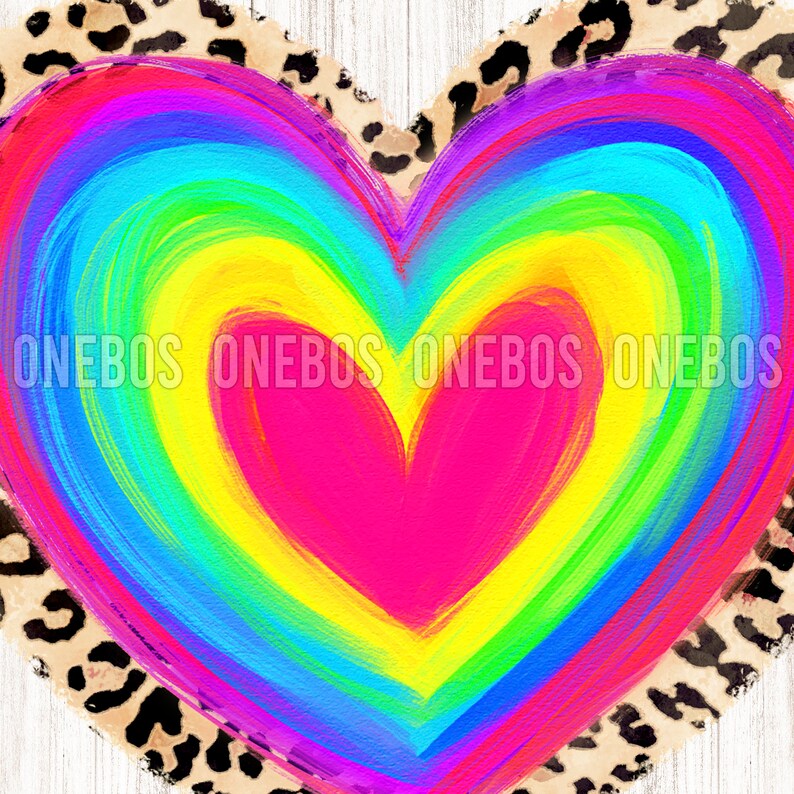Valentine's Heart PNG, Rainbow Pink Colorful Hand Drawn Painted Heart ...
