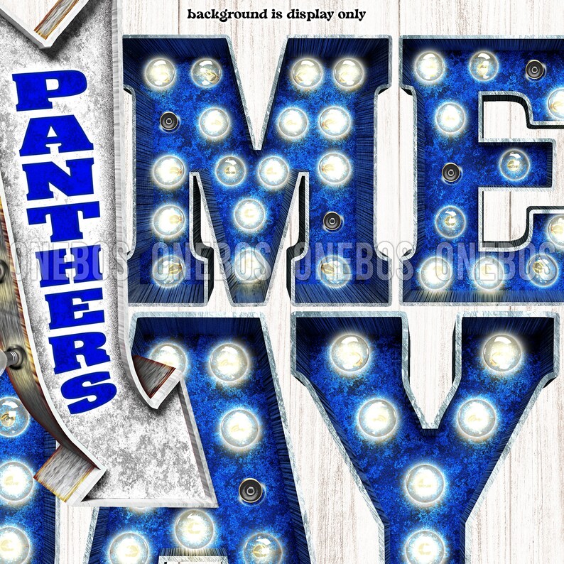 Panthers PNG, Clipart Marquee Letter Design, Royal Blue & White, Retro ...