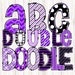 Doodle Alphabet, Double Doodle 2 Sets, Purple Black White Pattern Fill ...