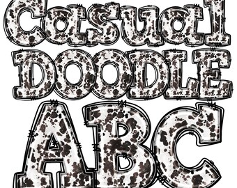 Cow Print Doodle Alphabet PNG: Animal Font (digital Download - Etsy