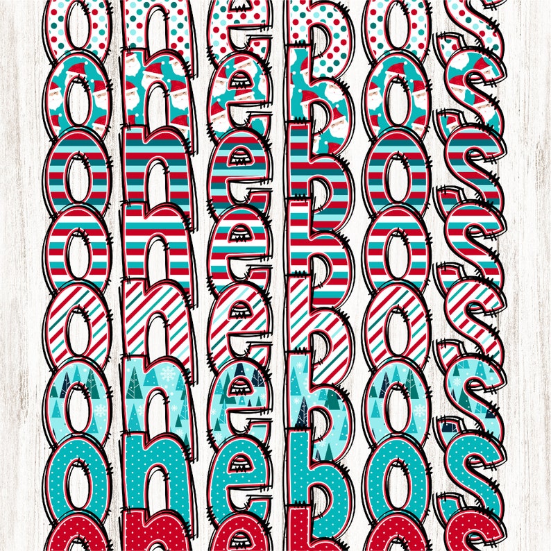 Doodle Alphabet Bundle 16 Sets in Christmas Paper Patterns - Etsy