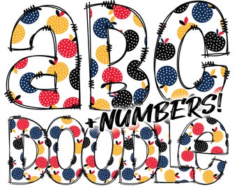 Thank You Teacher Doodle Bundle PNG , Apple Alphabet Clipart Bundle ...