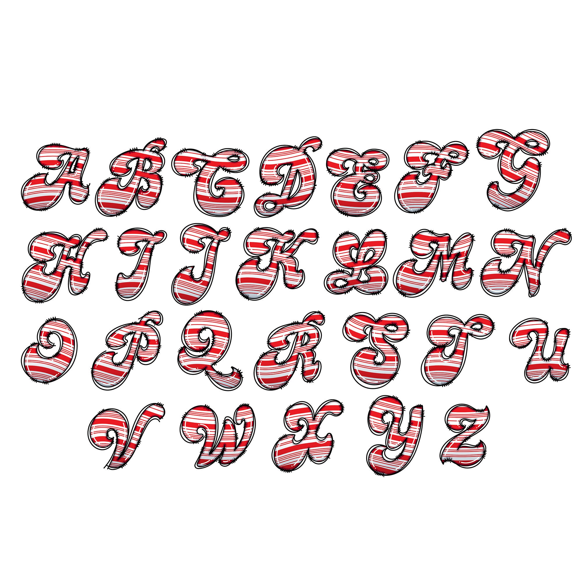 Candy Cane Letter Png Peppermint Type Red White Striped Etsy