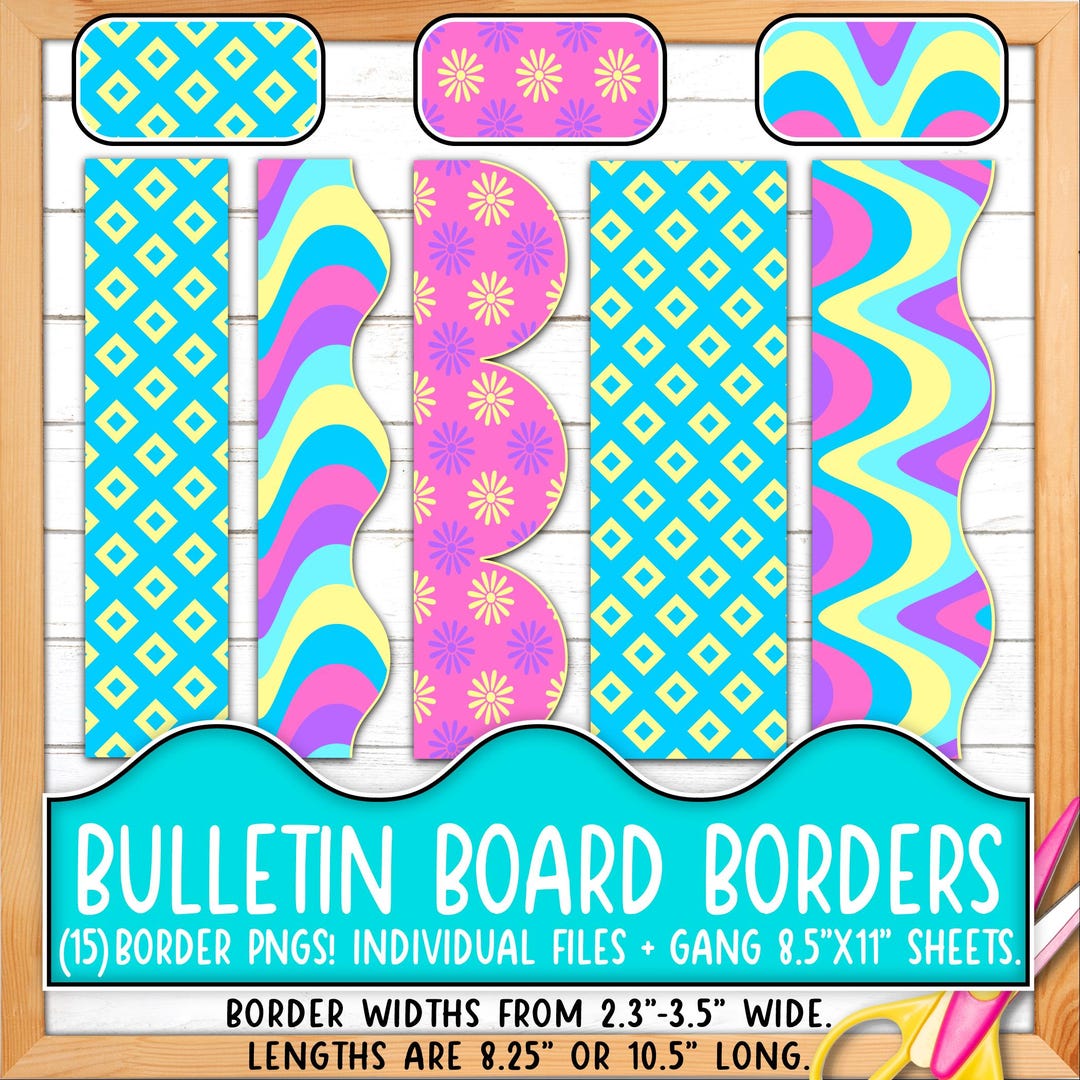 Borders for Bulletin Boards | Print & Cut, Seamless | Floral, Diamond ...