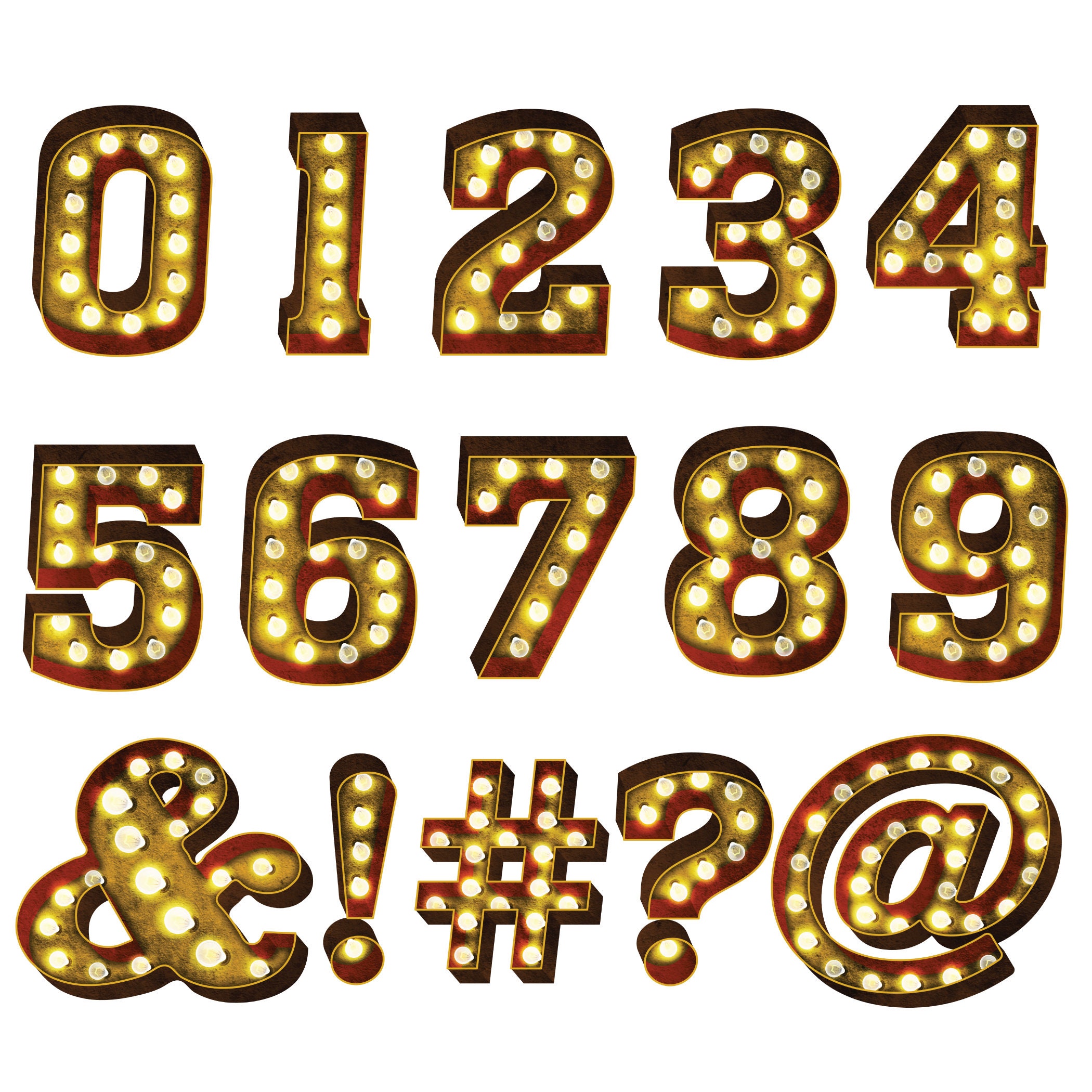 Digital Download | Faux Gold Rustic Marquee Letters and Numbers | PNG ...