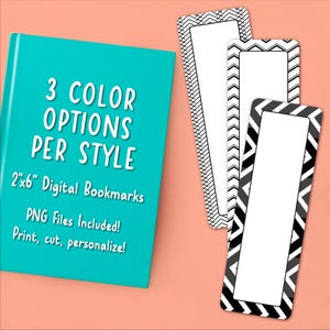 Digital Bookmarks (printable), Clipart Bundle Set of 12 | Lined & Blank ...