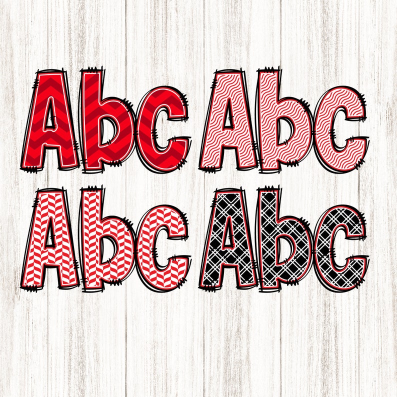 Big Alphabet Bundle, 14 Sets, Red Black & White, Funky Plaid Polka Dot ...