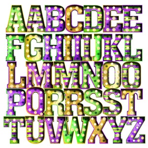 Digital Download Wildcard & Mardi Gras Patterned Marquee Letters ...