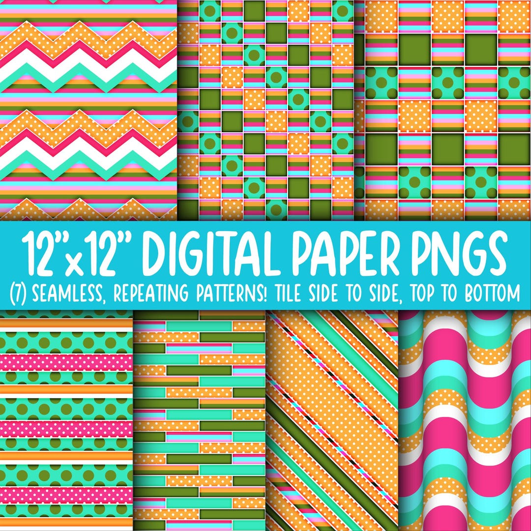 Wallpaper Background - Digital Paper | Seamless | Polka Dot, Stripes ...