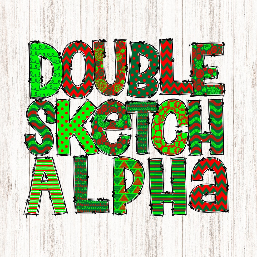 Christmas Doodle PNG Alphabet | 2 Full Alphabets, and Number Sets ...
