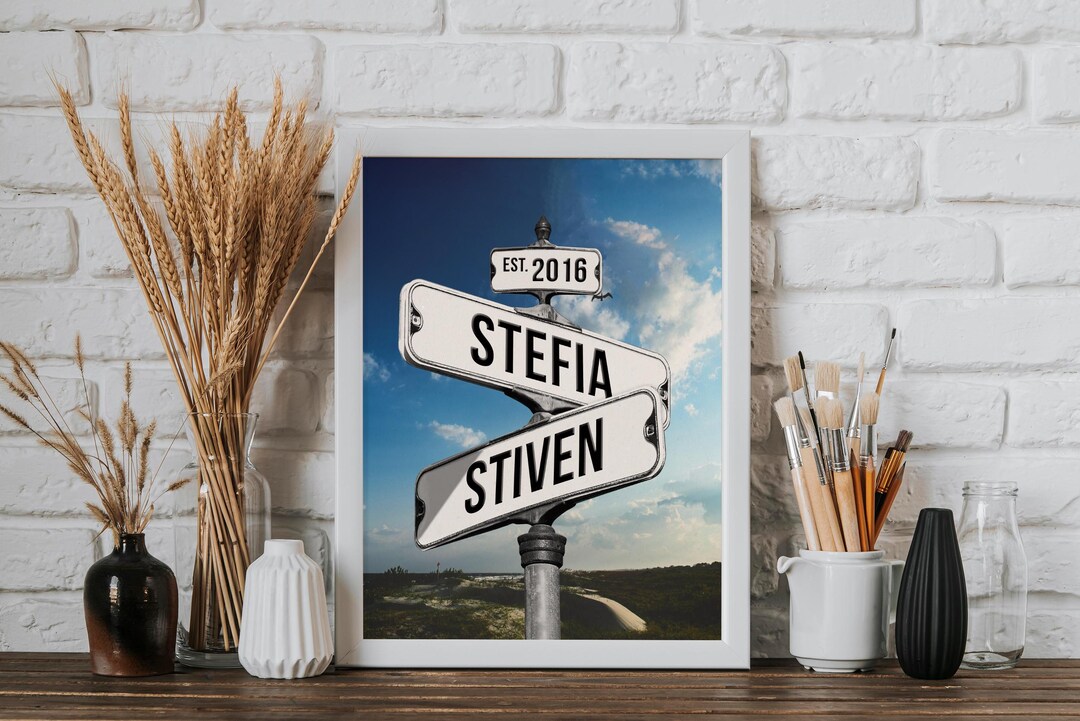 Personalized Name Stamp Vintage, Street Sign, Date, Crossroad Street ...