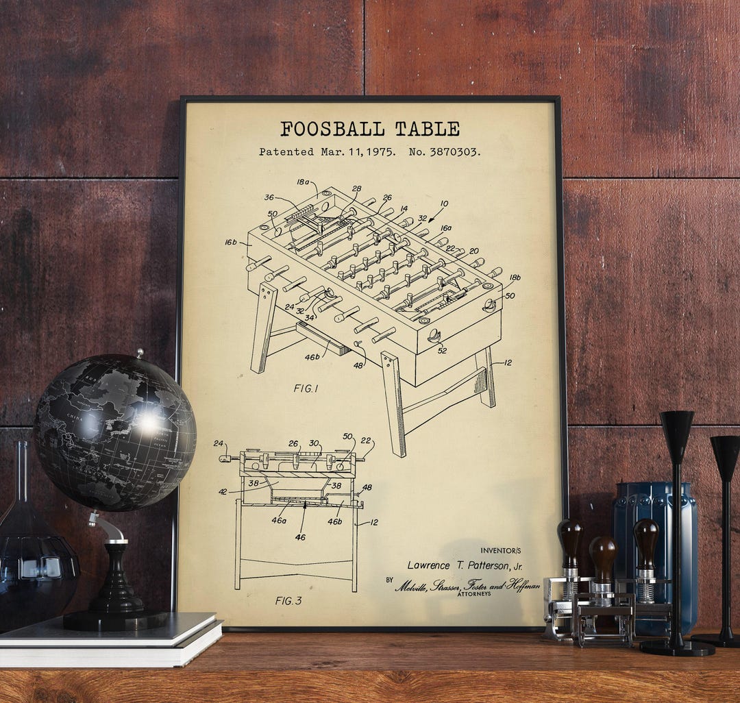 Vintage Foosball Table Patent Art Print: Game Room Decor - Etsy