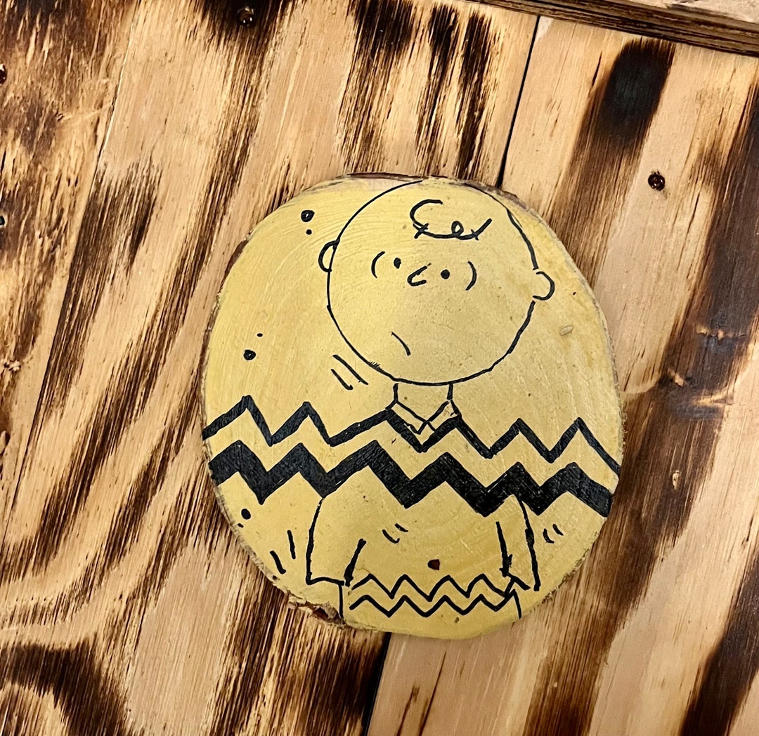 Hand Painted Wood Slice Coaster Snoopy Charlie Brown - Etsy