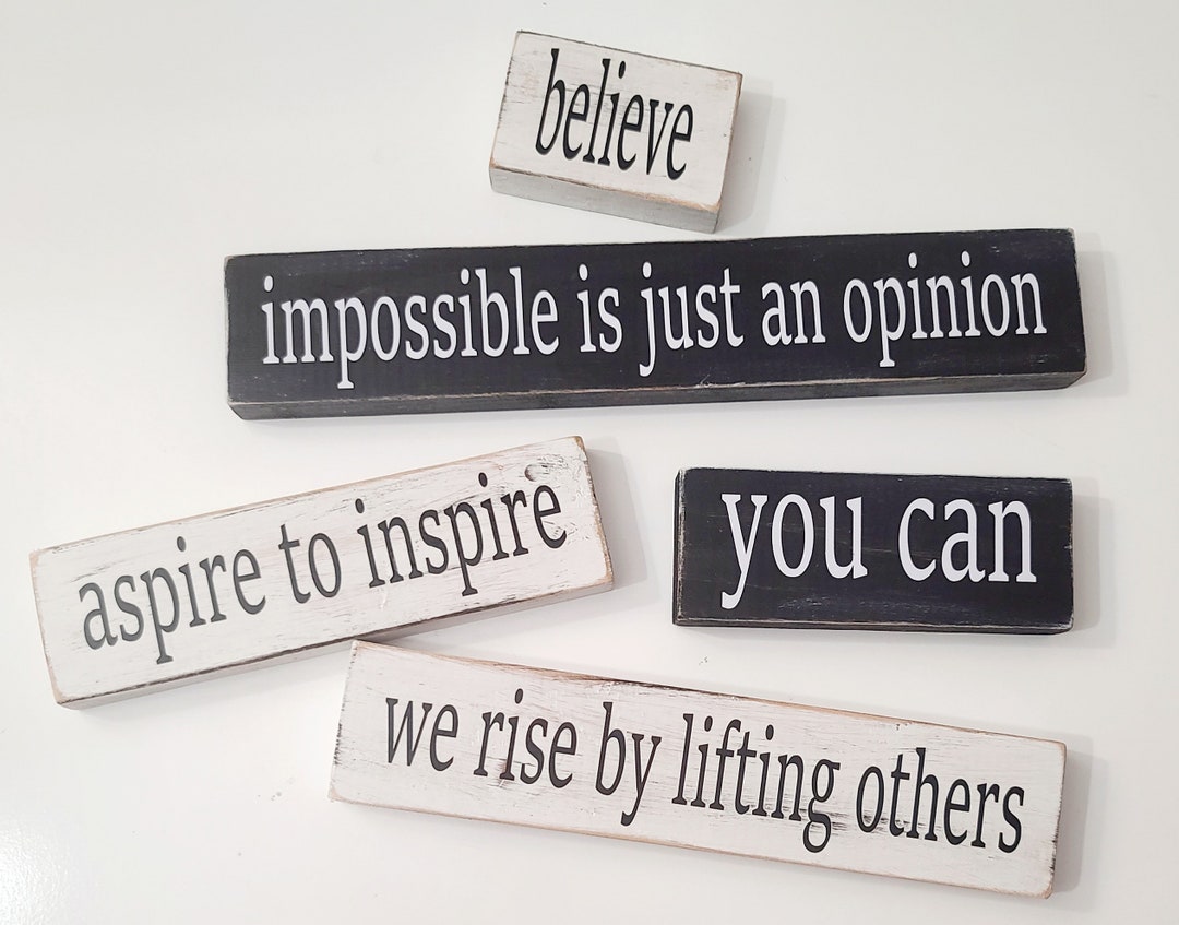 Small Word Blocks Inspirational Quotes Wooden Shelf Sitters - Etsy