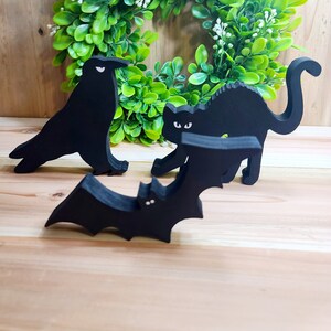 Halloween Silhouette: Black Cat, Crow, Bat Tiered Tray Decor - Etsy