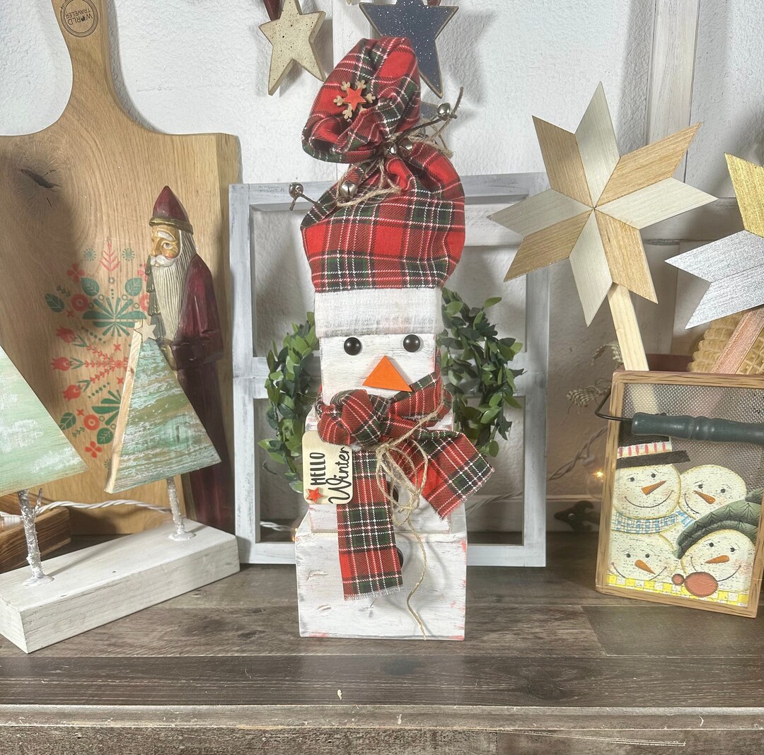 Large Wooden Snowman, Farmhouse Style Wood Snowman, Unique Christmas ...