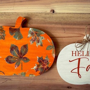 Wooden Pumpkin Bundle, Hello Fall ,falling Leaves Pumpkin, Fall Décor ...