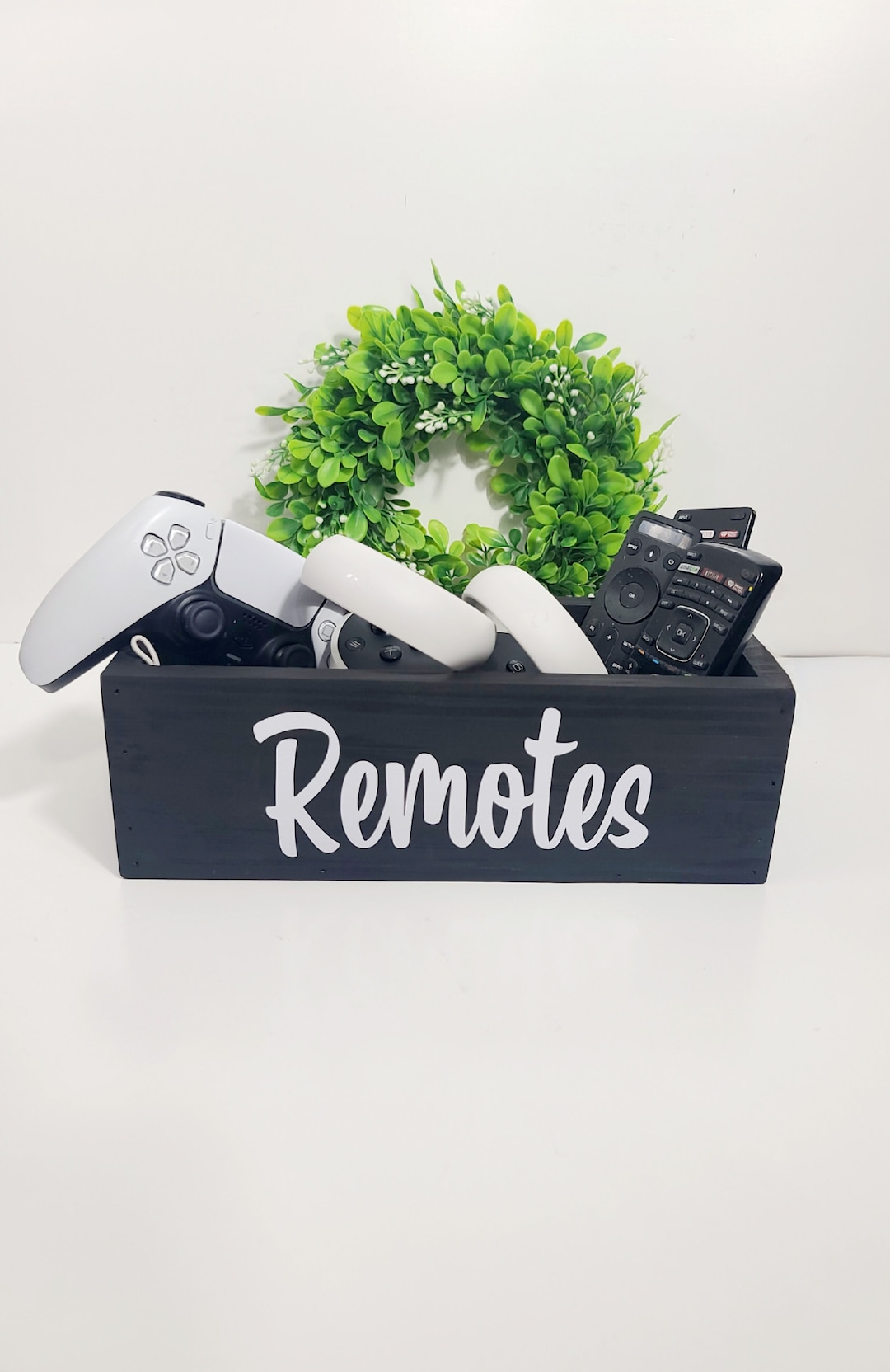 Handcrafted Wooden Remote Control Holder: Rustic Organizer Box - Etsy