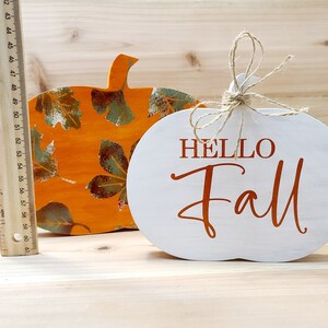Wooden Pumpkin Bundle, Hello Fall ,falling Leaves Pumpkin, Fall Décor ...
