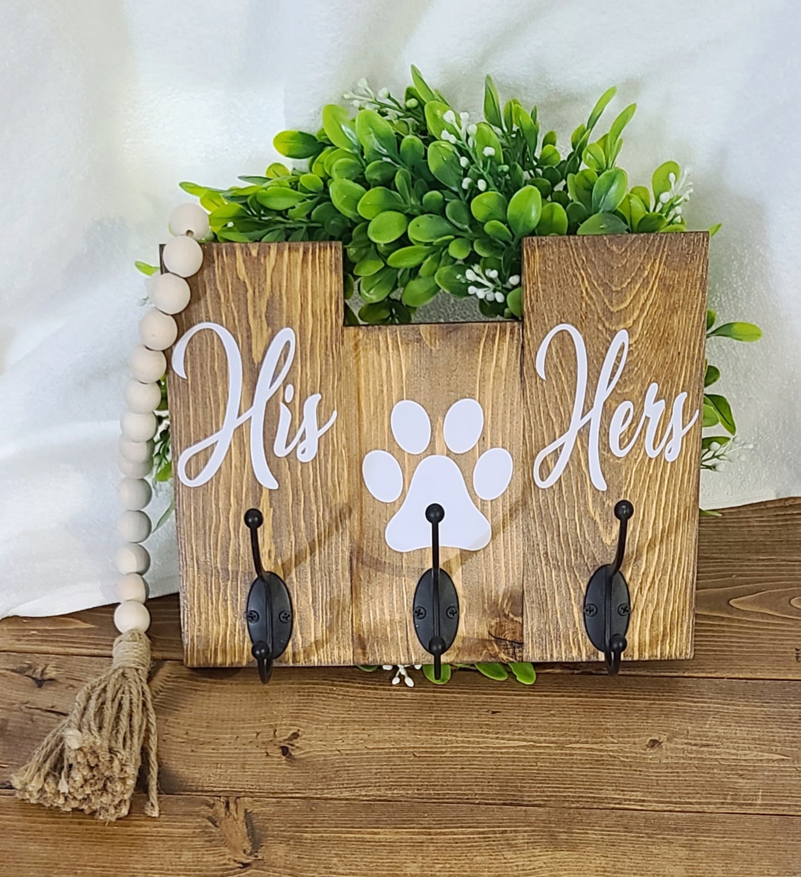 Key and dog leash Holder/His and Hers key chain rack/wedding | Etsy