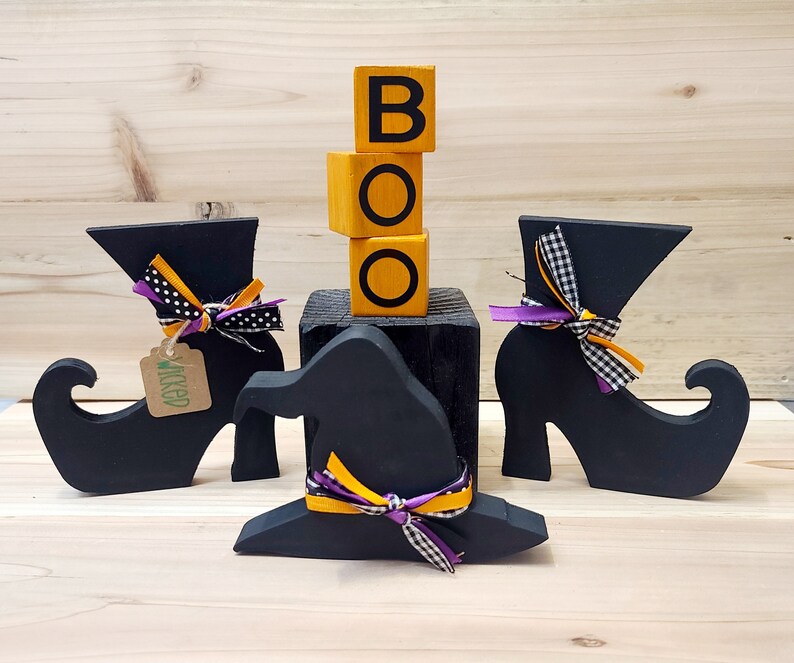 Boo Blocks, Halloween Tiered Tray Decor, Wooden Letter Blocks, Shelf ...