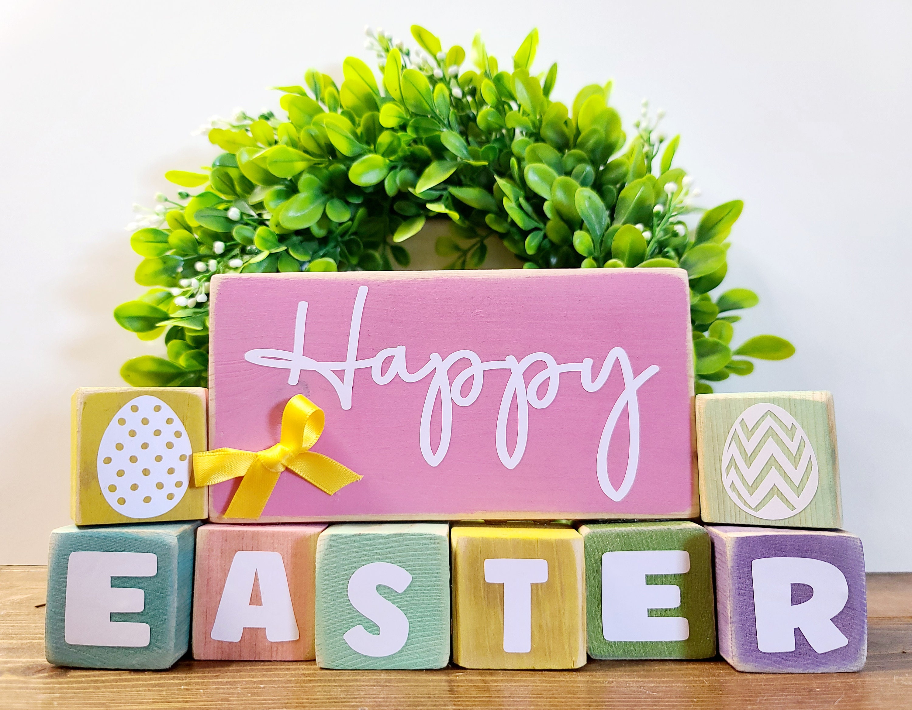 Rustic Easter Wooden Block Sign: Bunny Decor - Etsy