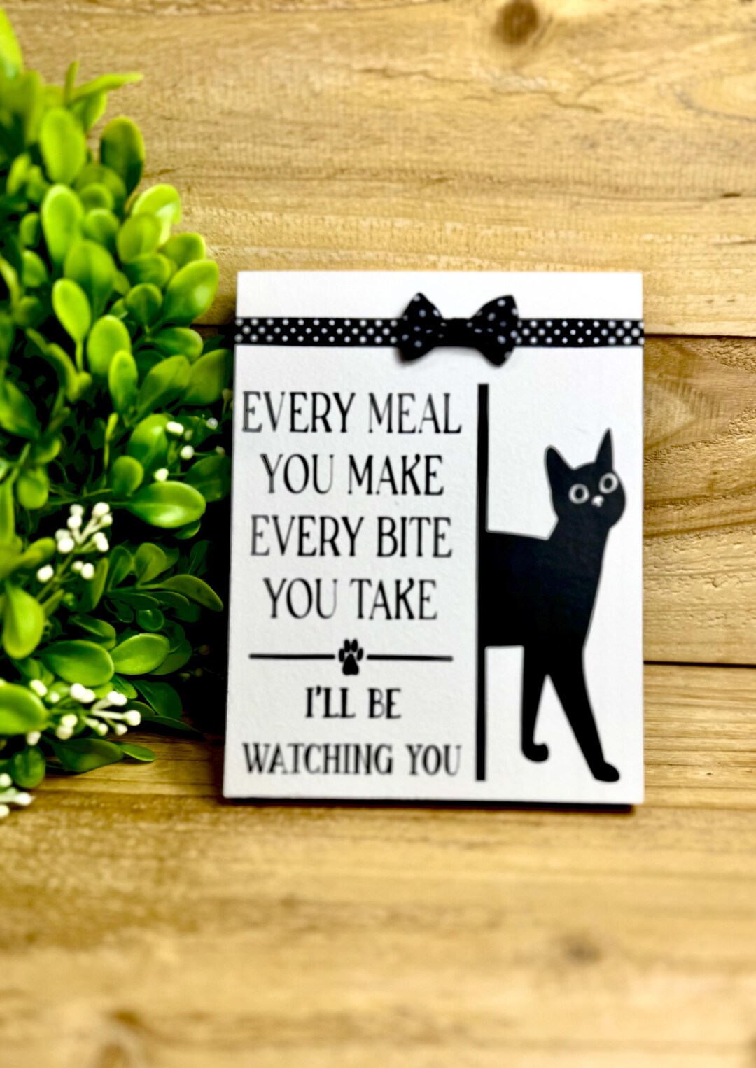 Funny Cat Kitchen Sign: Black Cat Silhouette With Polka Dot Ribbon - Etsy