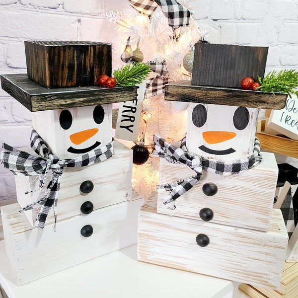 Wooden Snowmen - Etsy