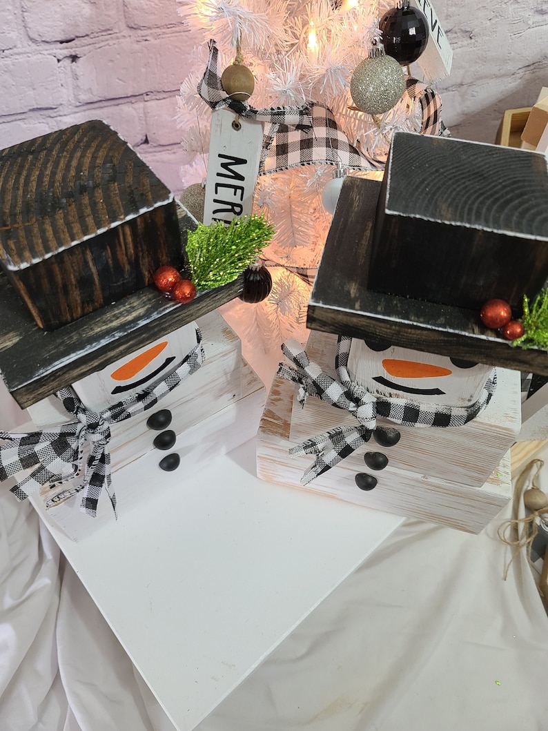 Two Oclock Woodworks Wooden Farmhouse Snowman - Etsy