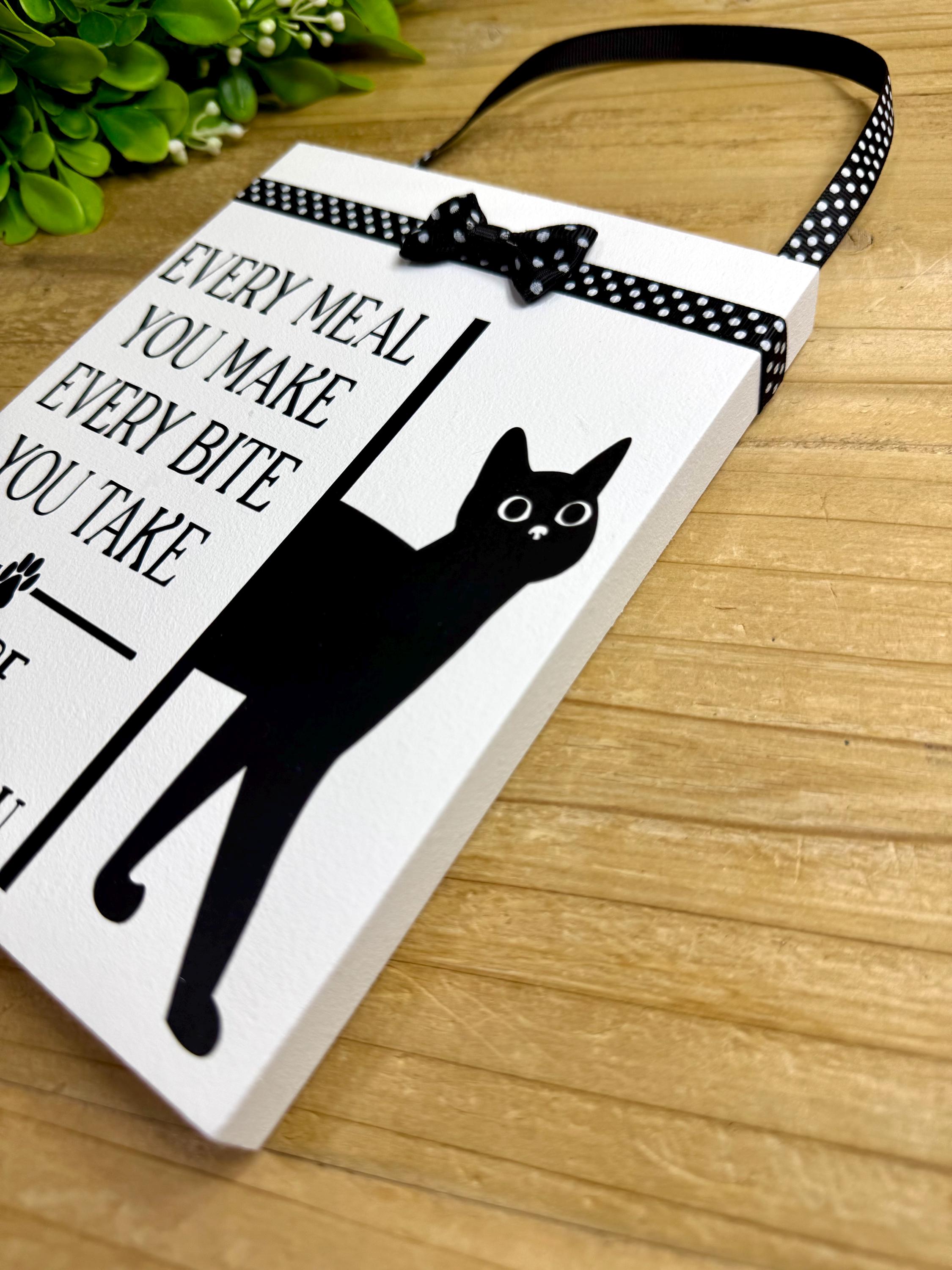 Funny Cat Kitchen Sign: Black Cat Silhouette With Polka Dot Ribbon - Etsy