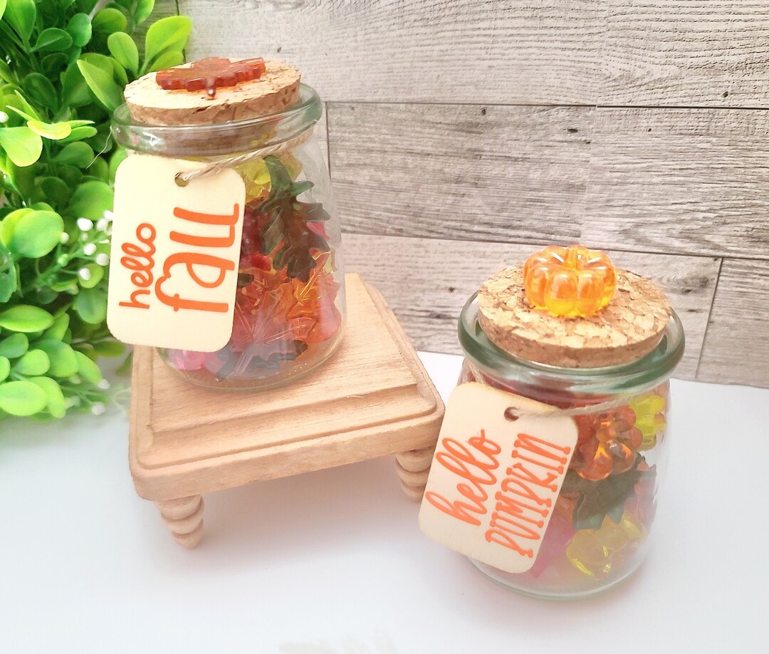 Fall Tiered Tray Mini Jars, Fall Leaves and Pumpkins, Autumn Decor - Etsy